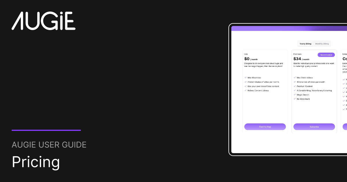 Pricing | Augie User Guide